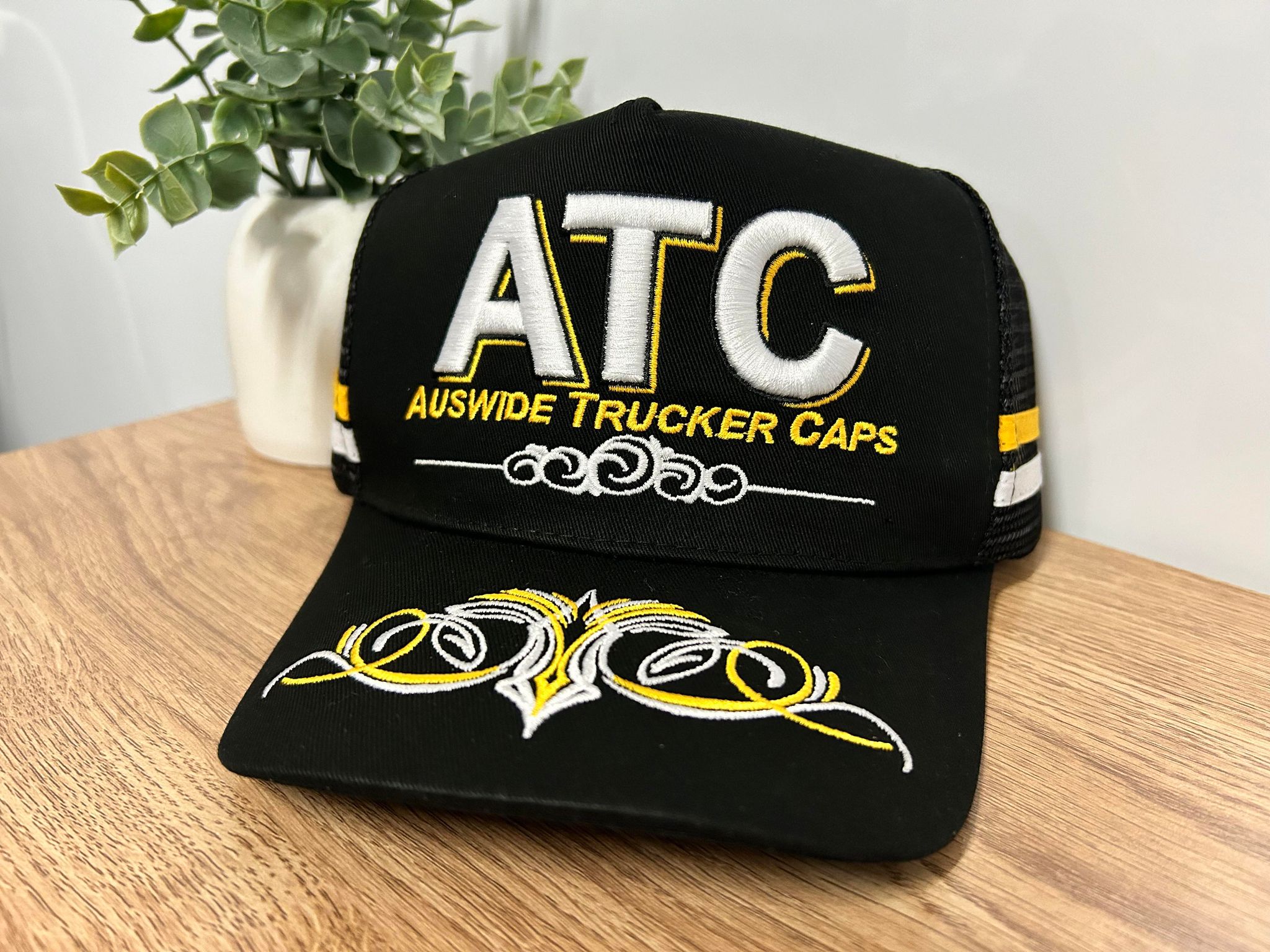 Black with Yellow Trucker Cap – Auswide Trucker Caps