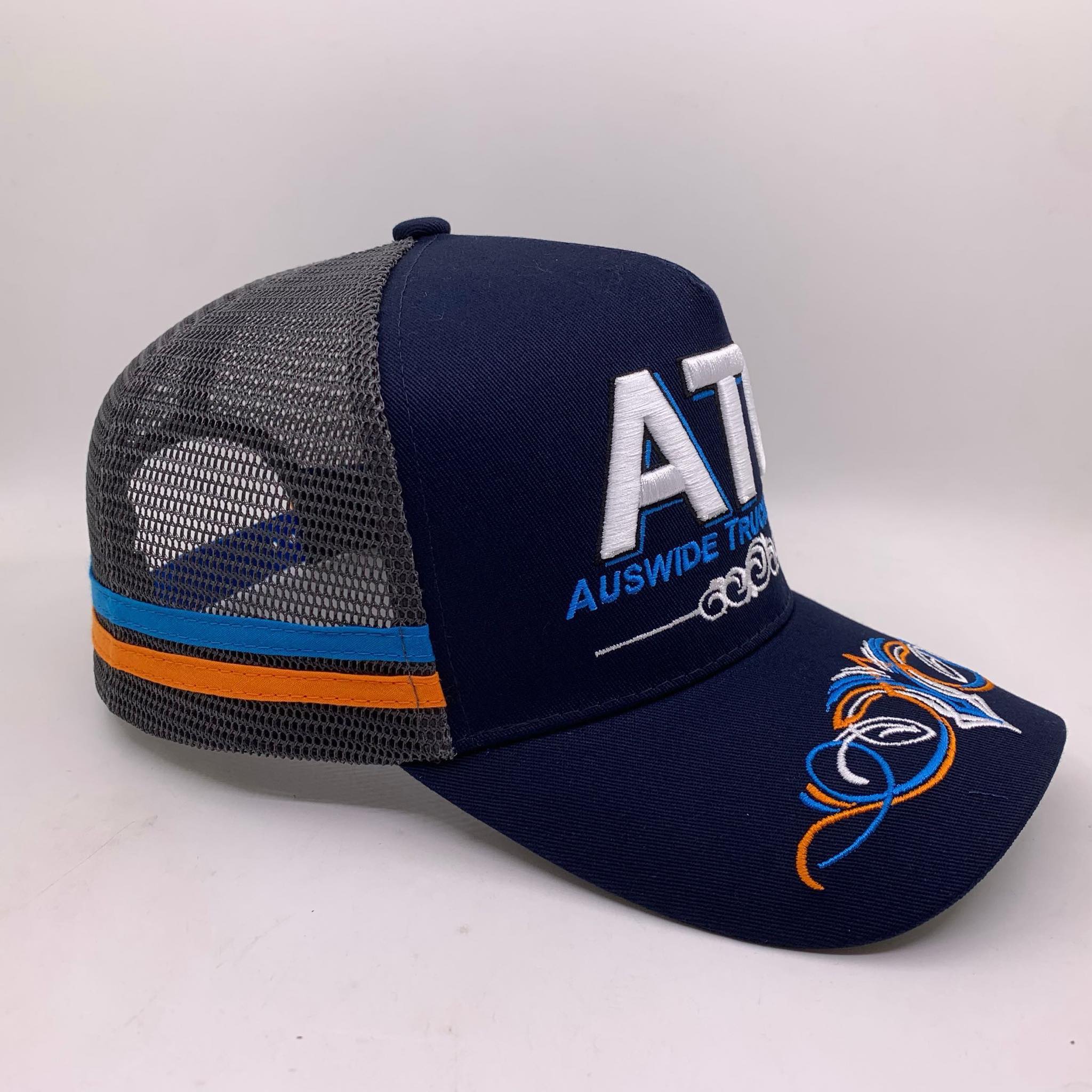 Navy, Orange, Blue and Grey Trucker Cap – Auswide Trucker Caps